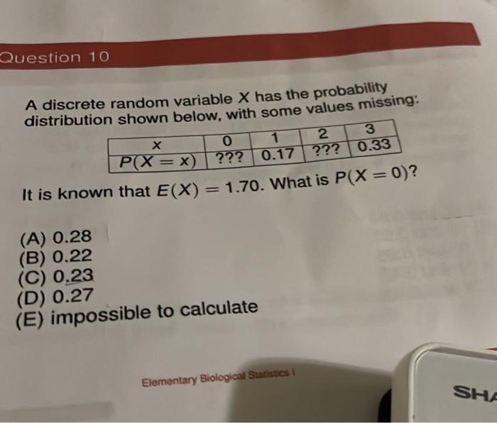 Solved A discrete random variable X has the probability | Chegg.com