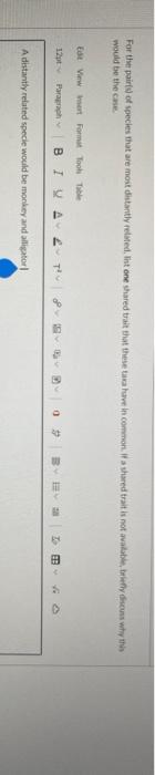 Solved For the pair of species that are most distantly | Chegg.com