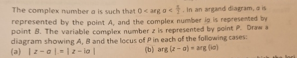 Solved The complex number a ﻿is such that | Chegg.com