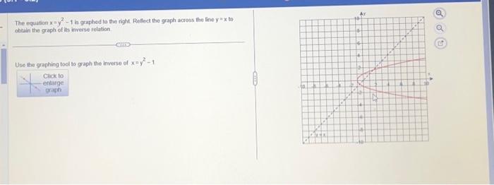 Solved The equation x=y²-1 is graphed to the right. Reflect | Chegg.com