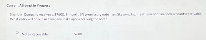 Solved Current Attempt in Progress Sheridan Company receives | Chegg.com