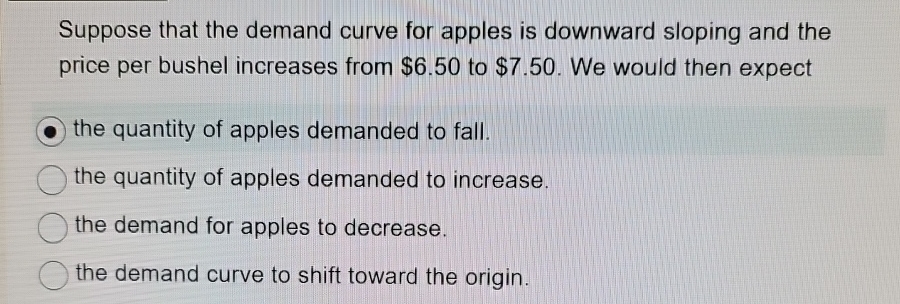Solved Suppose that the demand curve for apples is downward | Chegg.com