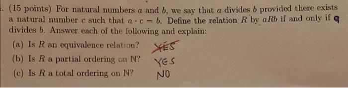 Solved (15 points) For natural numbers a and b, we say that | Chegg.com