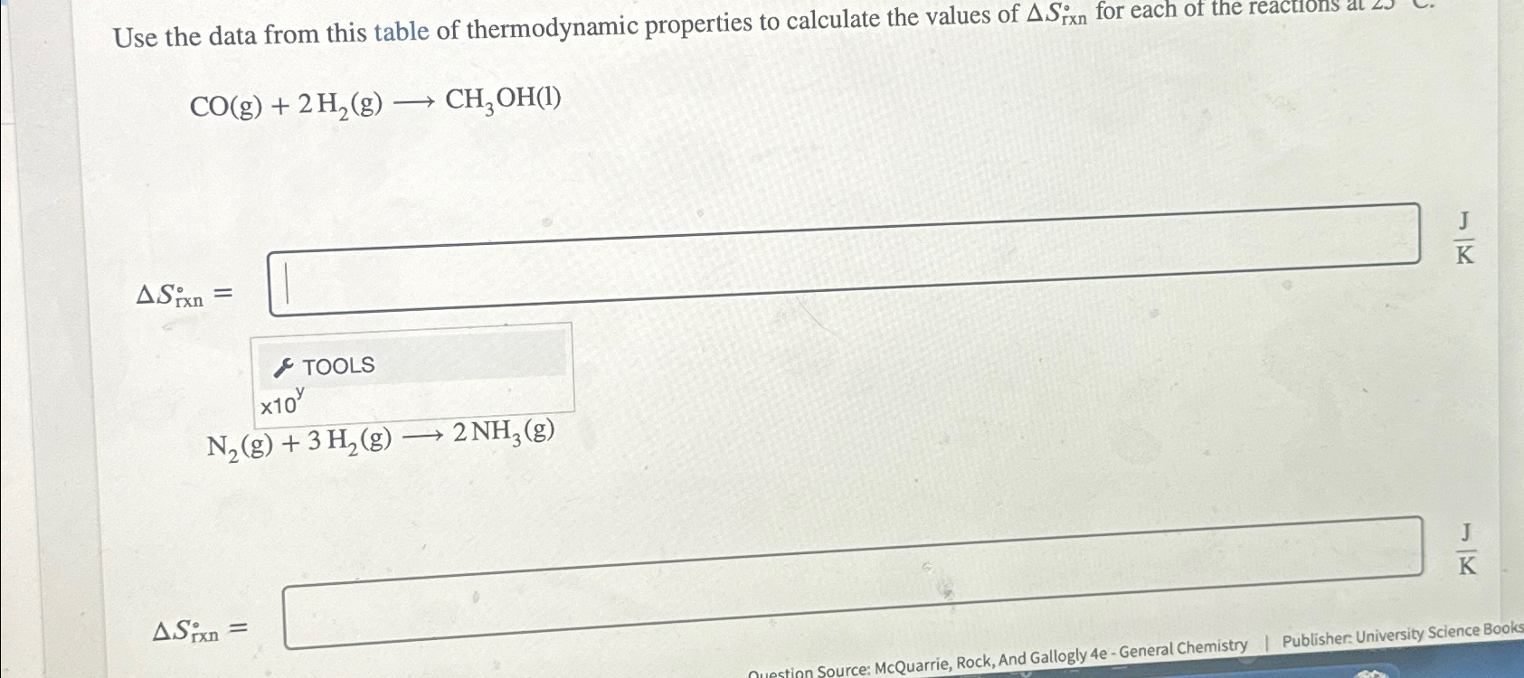 Solved Use the data from this table of thermodynamic | Chegg.com