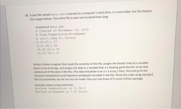 Solved 38 A Text File Named Data Dat Is Stored On A 