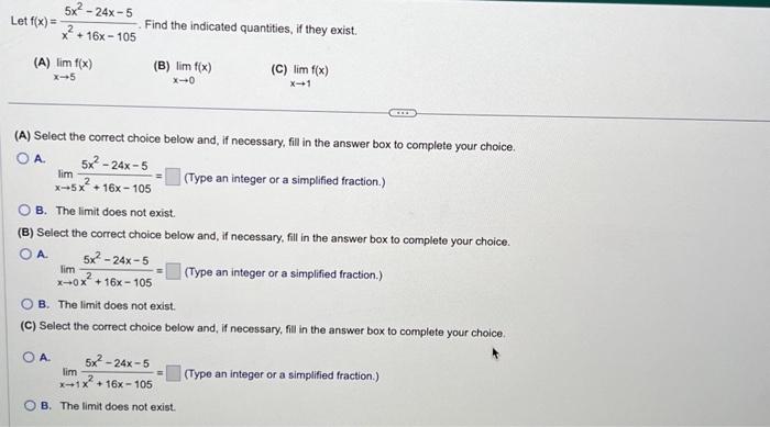 Solved Let f(x)=x2+16x−1055x2−24x−5. Find the indicated | Chegg.com