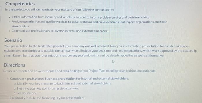 Solved Competencies In this project, you will demonstrate | Chegg.com