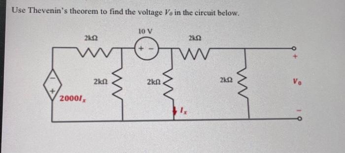 Solved Use Thevenin's theorem to find the voltage V0 in the | Chegg.com