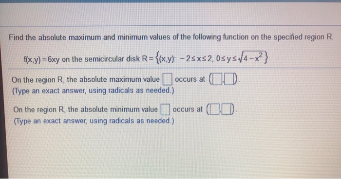 Solved Find The Absolute Maximum And Minimum Values Of The
