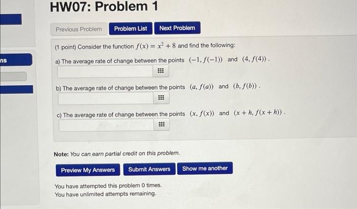 Solved HW07: Problem 1 Previous Problem Problem List Next | Chegg.com
