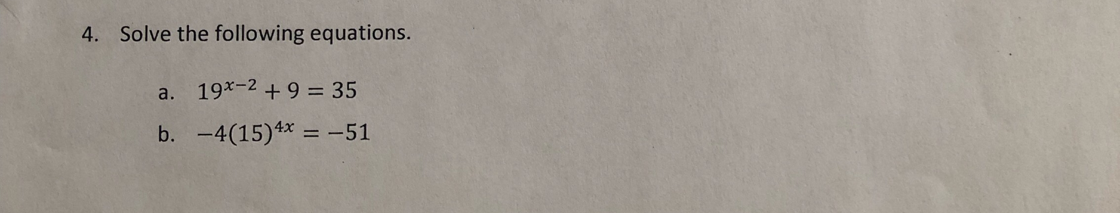 Solved Exponential functions. Solve the following | Chegg.com