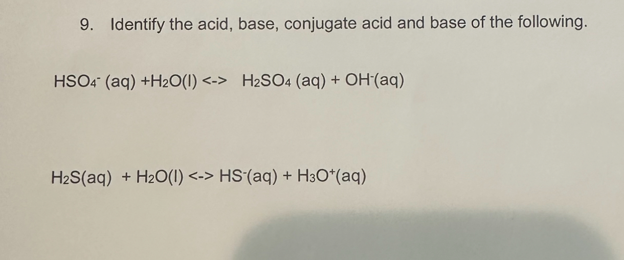 Solved Identify the acid, base, conjugate acid and base of | Chegg.com