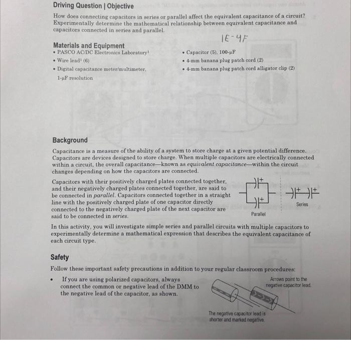 Solved Driving Question | Objective How does connecting | Chegg.com