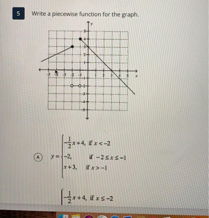 Solved 5 Write a piecewise function for the graph. - 5x+4, | Chegg.com