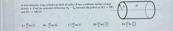 A thin infinitely long cylindrical shell of radius R | Chegg.com