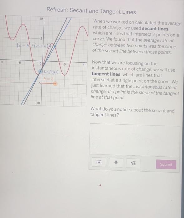 Solved Refresh: Secant and Tangent Lines When we worked on | Chegg.com