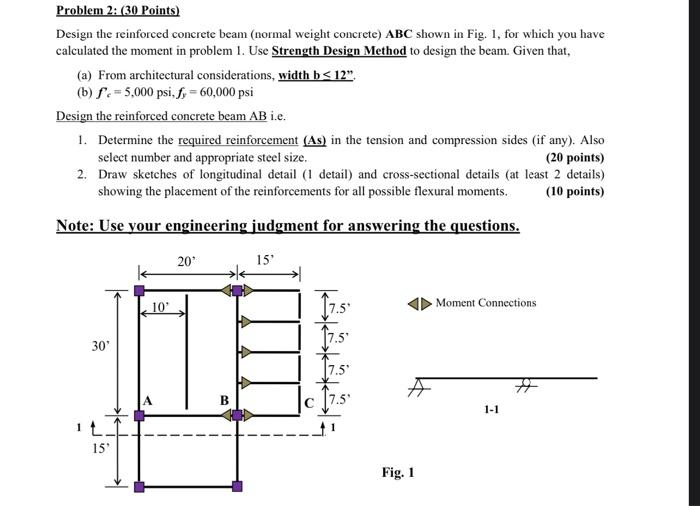 Solved Problem 2: (30 Points) Design the reinforced concrete | Chegg.com