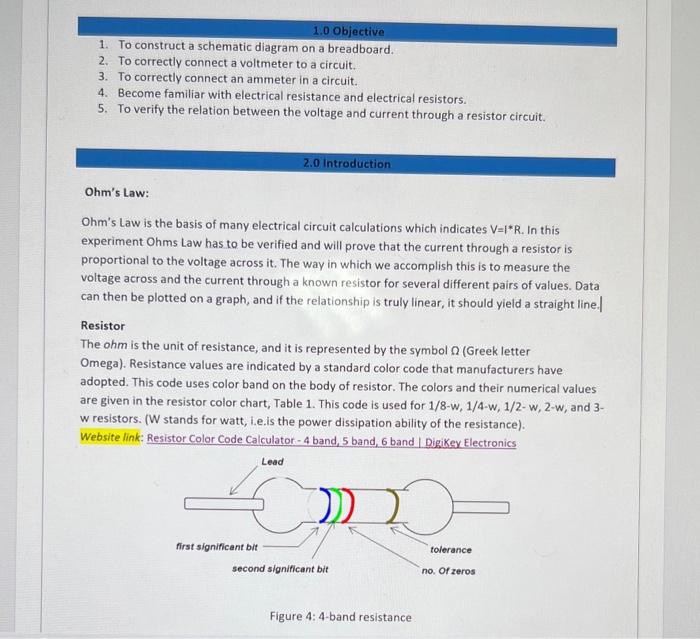 Solved 1. To construct a schematic diagram on a breadboard. | Chegg.com