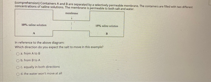 Solved (comprehension) Containers A and B are separated by a | Chegg.com