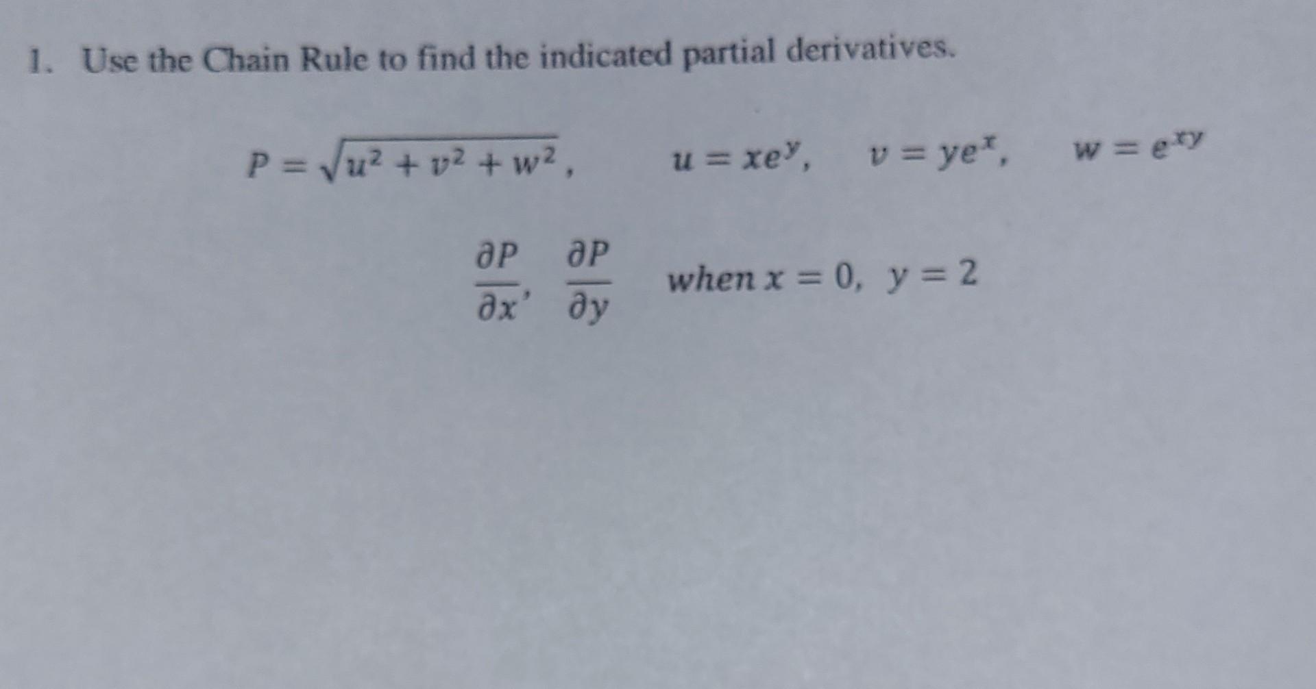 Solved 1. Use the Chain Rule to find the indicated partial | Chegg.com