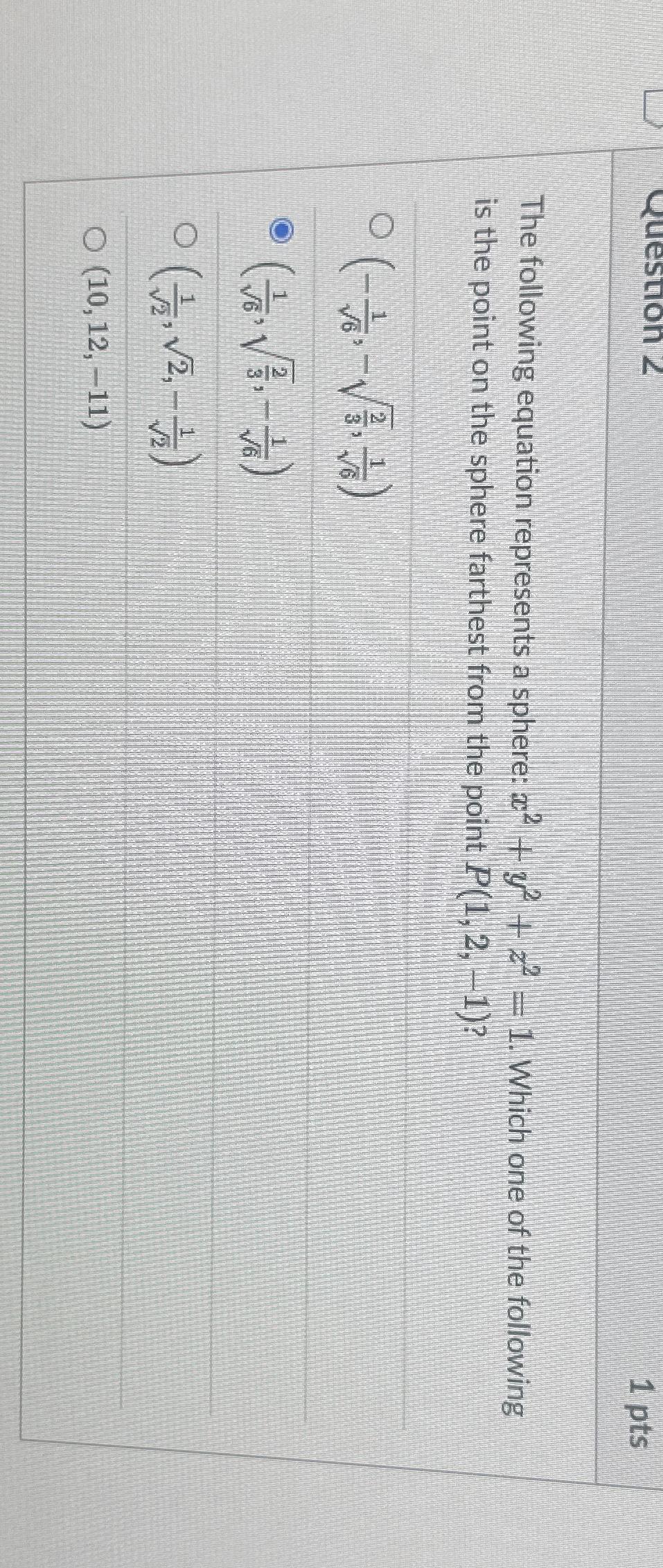 Solved 1 ﻿ptsThe following equation represents a sphere: | Chegg.com