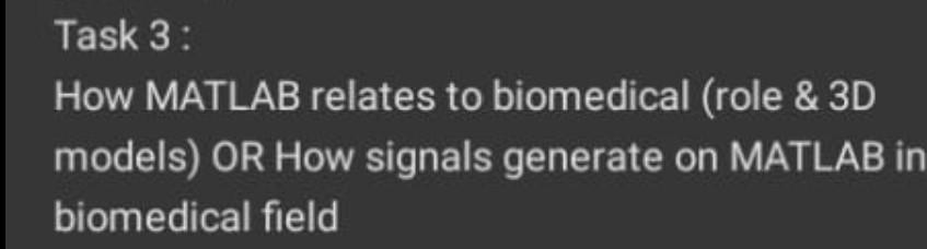 Solved Task 3: How MATLAB relates to biomedical (role & 3D | Chegg.com