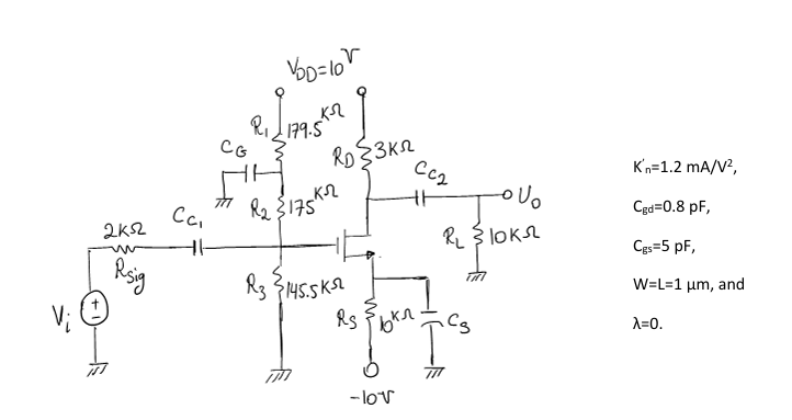 Solved Determine the upper 3dB frequency (f3dB) ﻿of the | Chegg.com