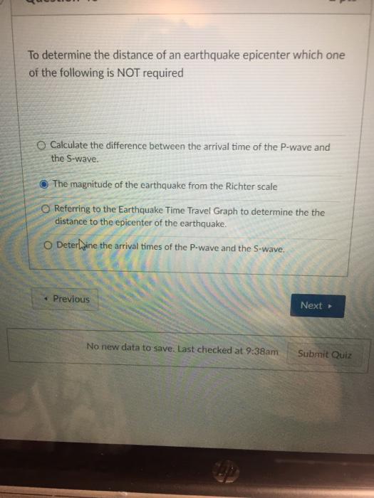 Solved To determine the distance of an earthquake epicenter | Chegg.com