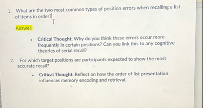 Solved What are the two most common types of position errors | Chegg.com