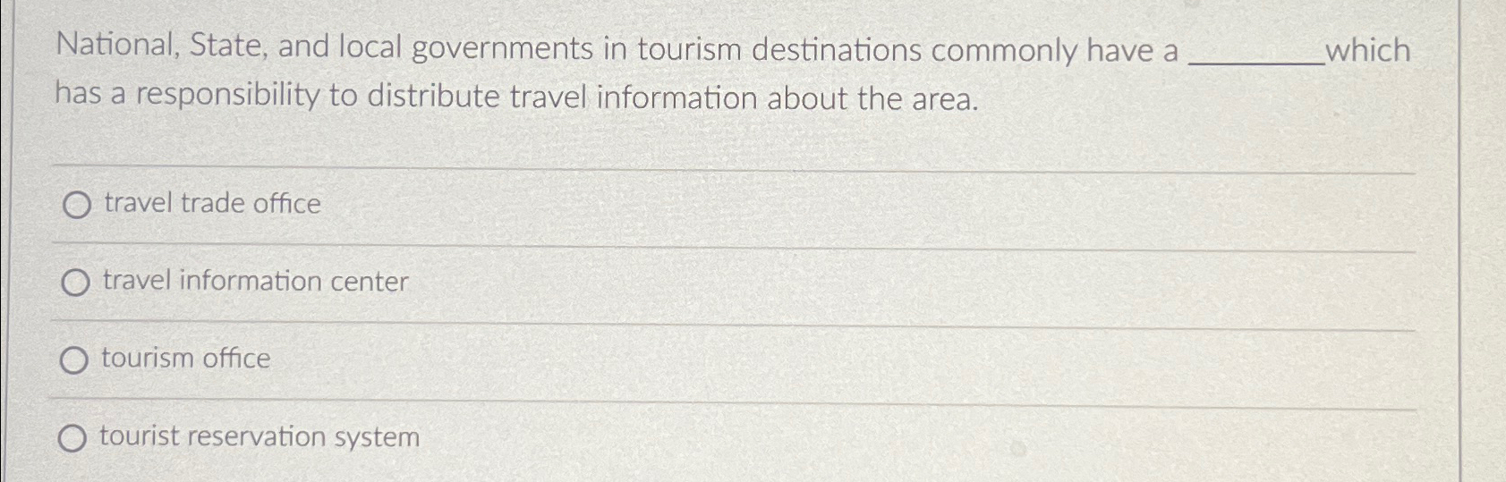 Solved National, State, and local governments in tourism | Chegg.com