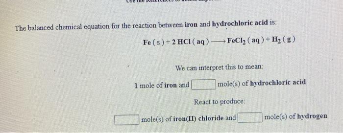 Solved The balanced chemical equation for the reaction | Chegg.com