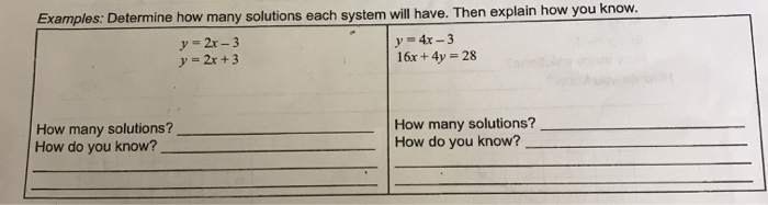 Solved Examples: Determine how many solutions each system | Chegg.com