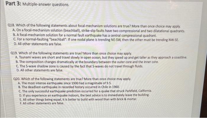 Solved Part 3: Multiple-answer questions Q18. Which of the | Chegg.com