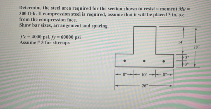 Solved Determine the steel area required for the section | Chegg.com