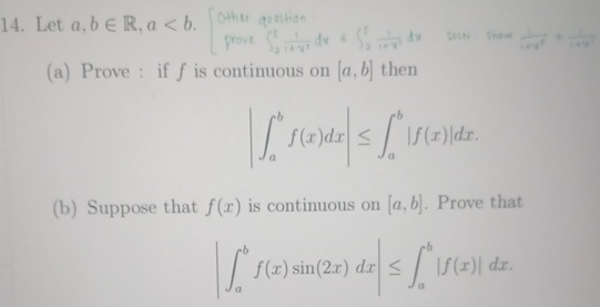 Solved (a) ﻿Prove : if f ﻿is continuous on a,b | Chegg.com