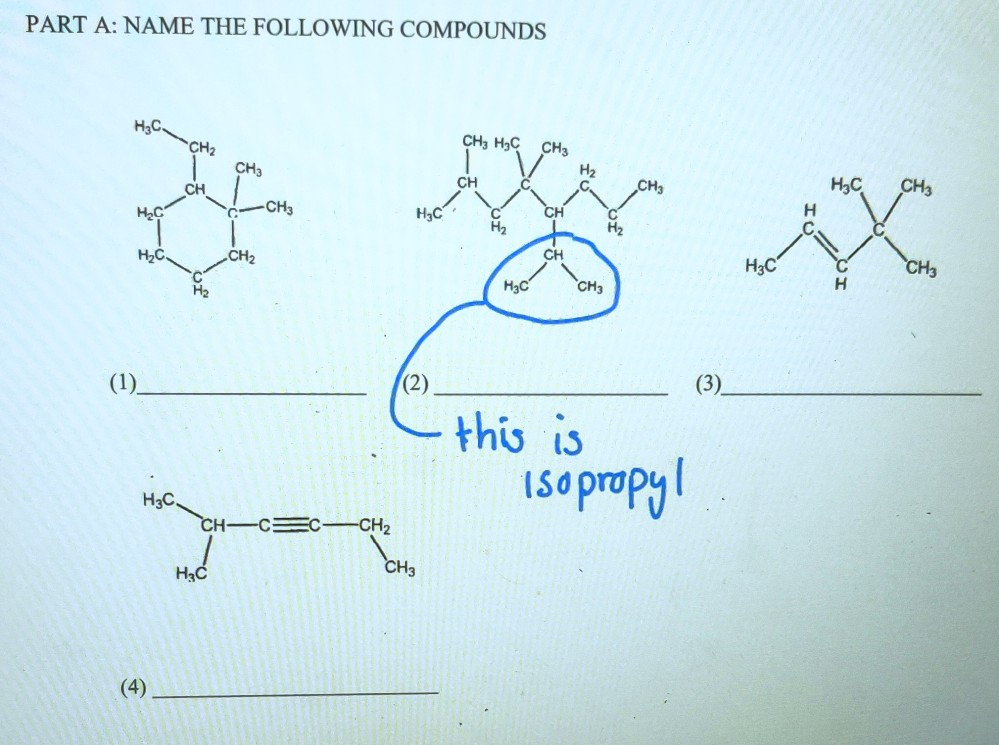 Solved PART A: NAME THE FOLLOWING COMPOUNDS H3C. CH2 CH3 H3C | Chegg.com