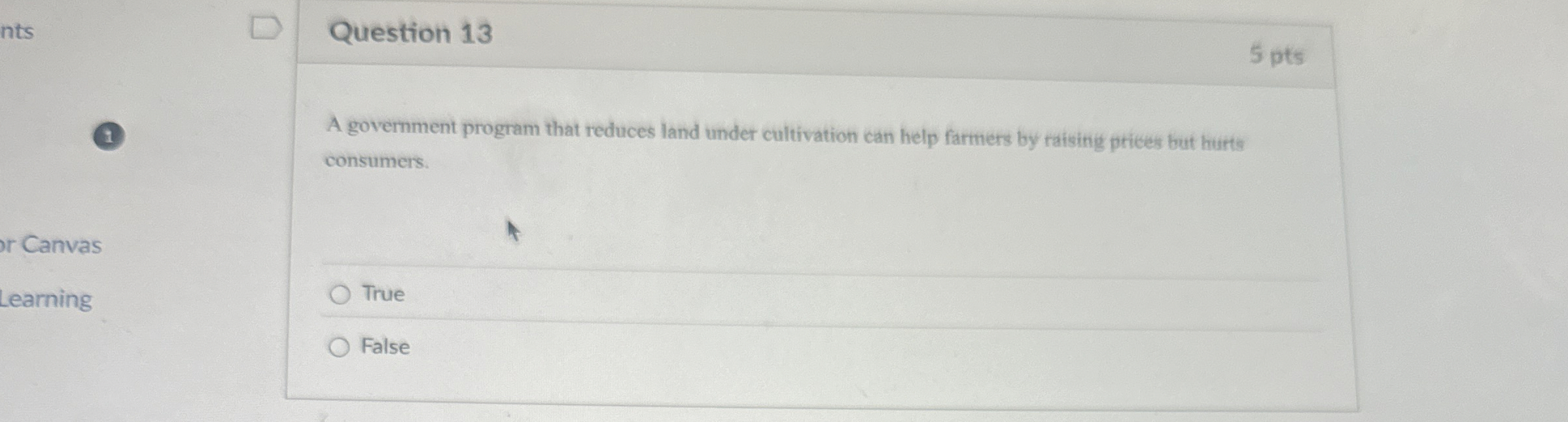 Solved ntsQuestion 135 ﻿ptsA government program that reduces | Chegg.com