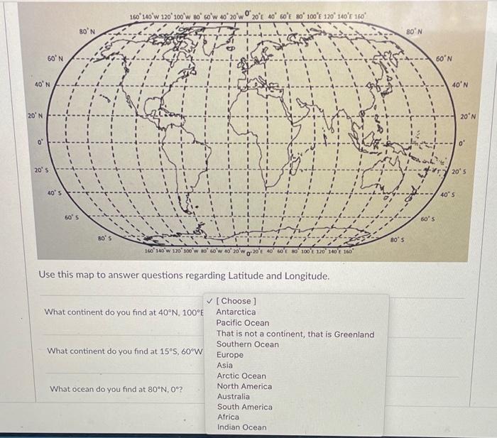 Solved 160 140'W 120 100 W 60W 402020' 40' 60'E so 100'e 120 | Chegg.com