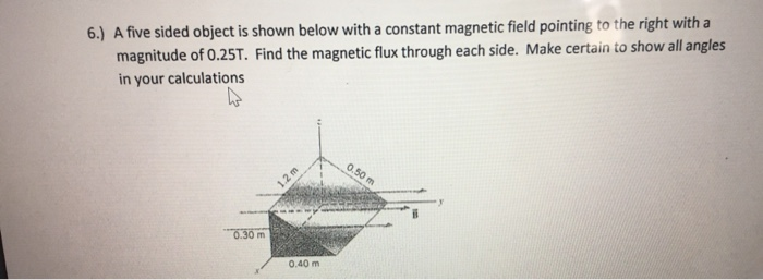 Solved 6.) A five sided object is shown below with a | Chegg.com