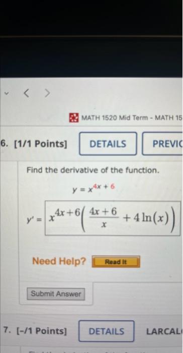 Solved Find the derivative of the function. | Chegg.com