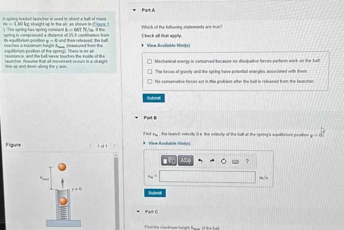 Solved A spring-loaded launcher is used to shoot a ball of | Chegg.com