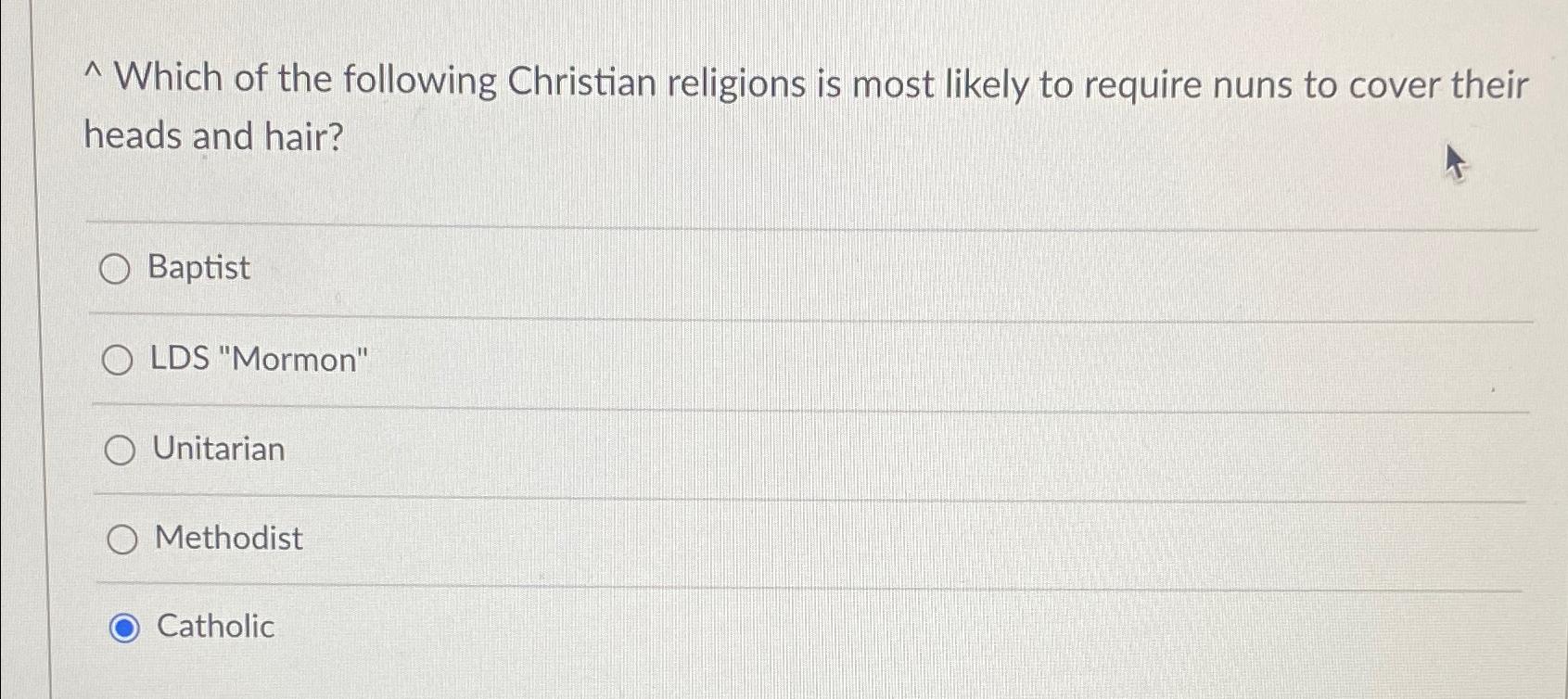 Solved ??? ﻿Which of the following Christian religions is | Chegg.com
