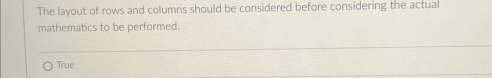 Solved The layout of rows and columns should be considered | Chegg.com