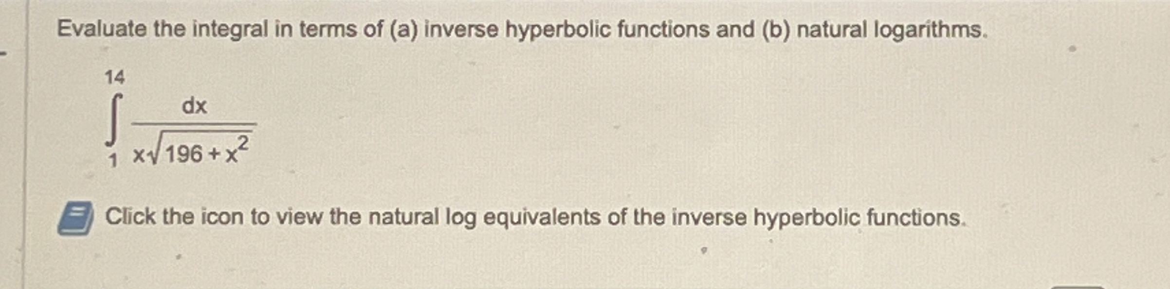 Solved Evaluate the integral in terms of (a) ﻿inverse | Chegg.com