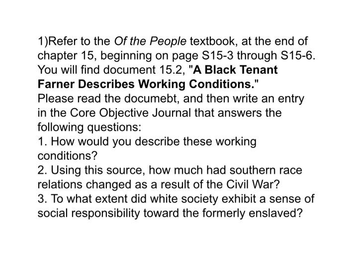 1)Refer to the Of the People textbook, at the end of | Chegg.com