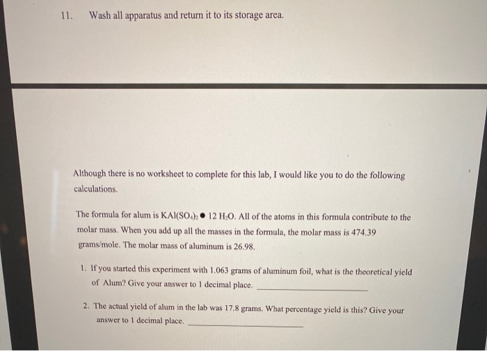 Solved Synthesis of Alum Introduction: Aluminum recycling is | Chegg.com