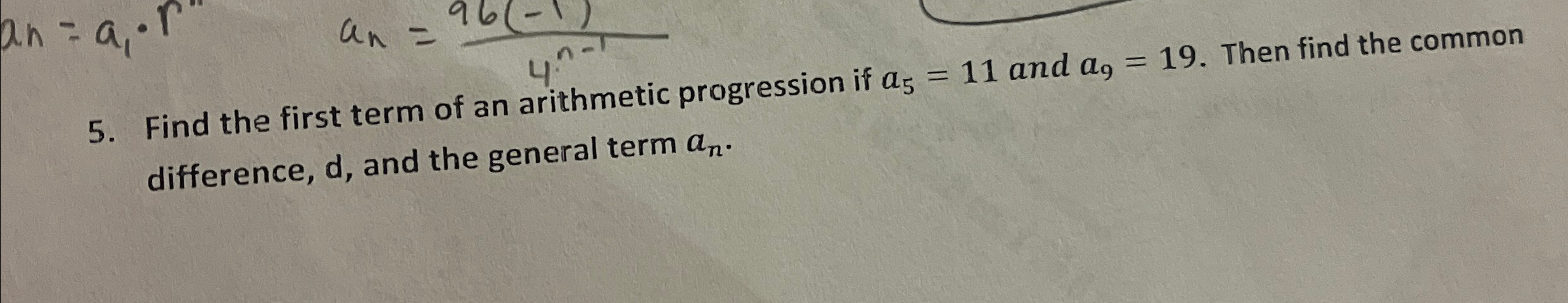 Solved Find the first term of an arithmetic progression if | Chegg.com