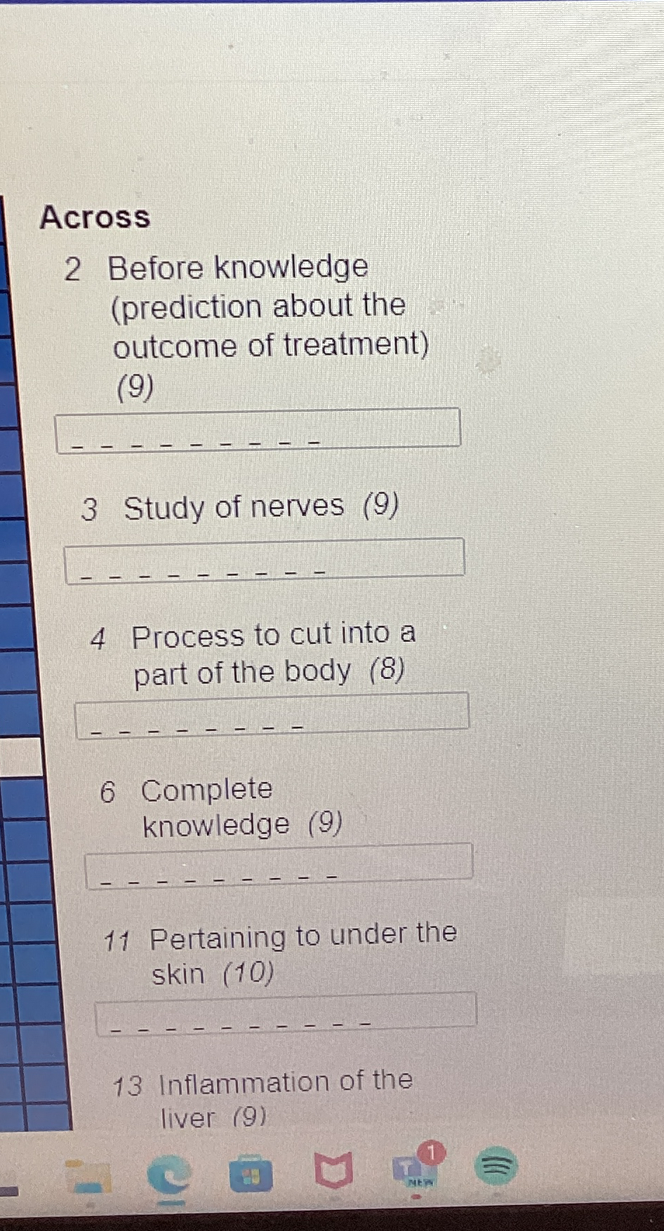 Solved Across2 ﻿Before knowledge (prediction about the | Chegg.com
