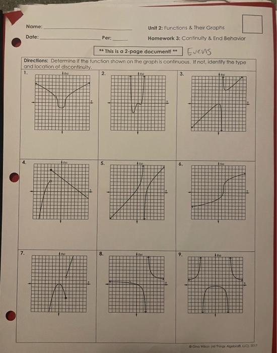 Solved Per Homework 3 Continuity ह End Behavior Ction
