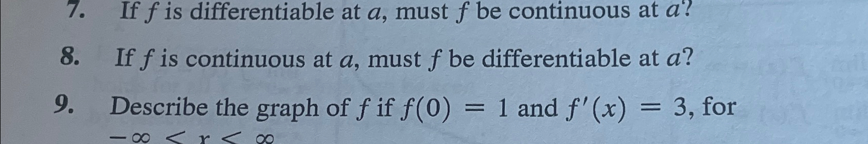 Solved If f ﻿is differentiable at a, ﻿must f ﻿be continuous | Chegg.com
